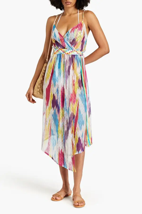 Missoni Belted Asymmetric Crochet-knit Dress