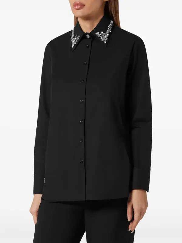 Philipp Plein Crystal-embellished Cotton Shirt - Black