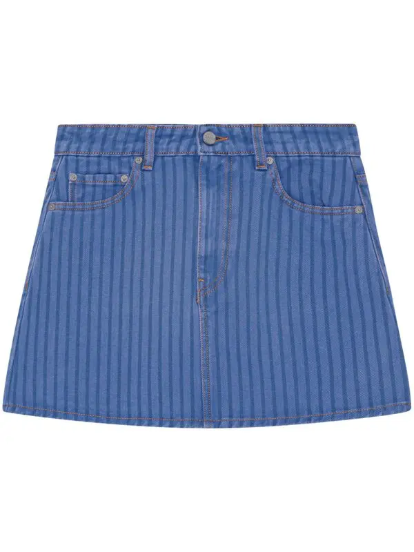 GANNI Striped Denim Mini Skirt