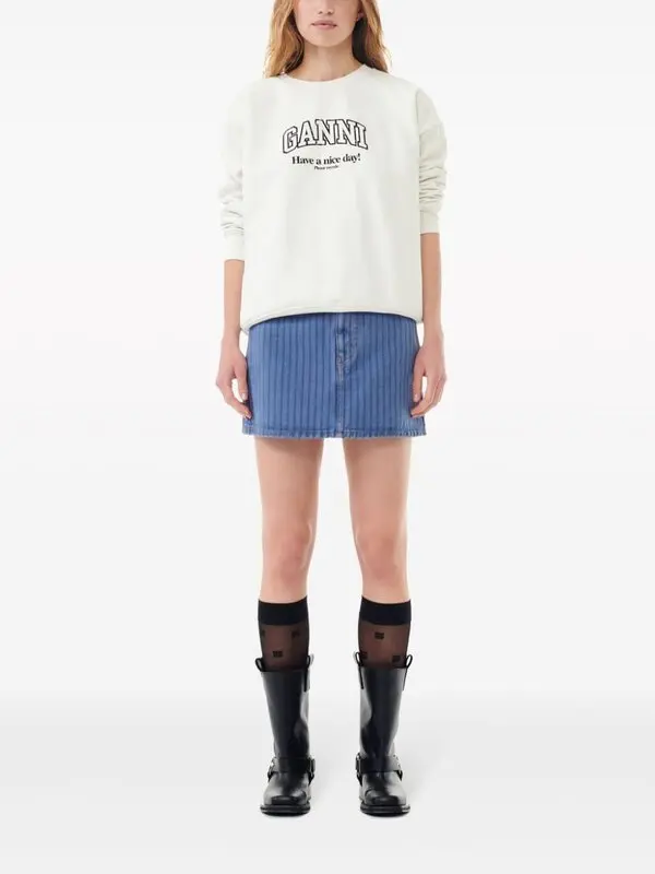 GANNI Striped Denim Mini Skirt