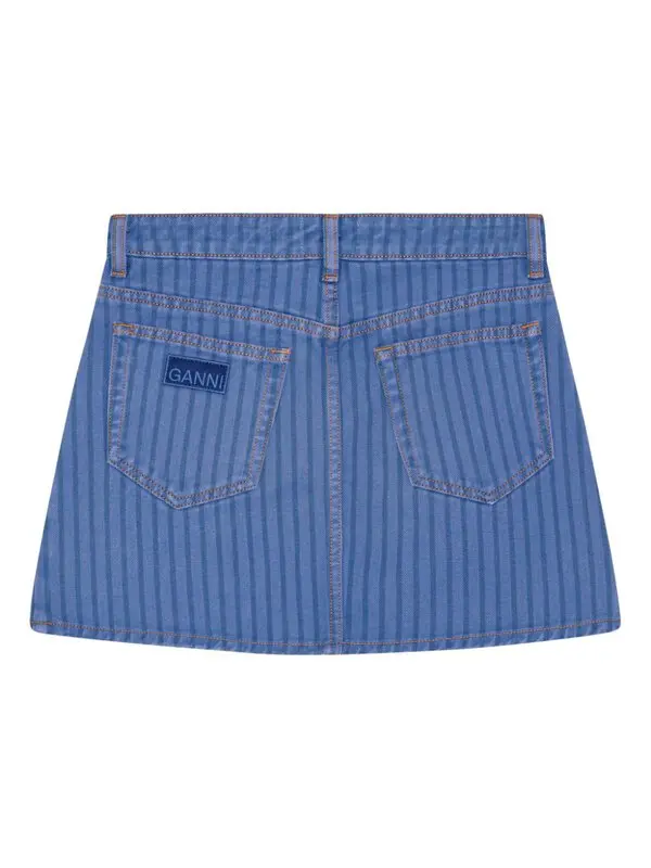 GANNI Striped Denim Mini Skirt