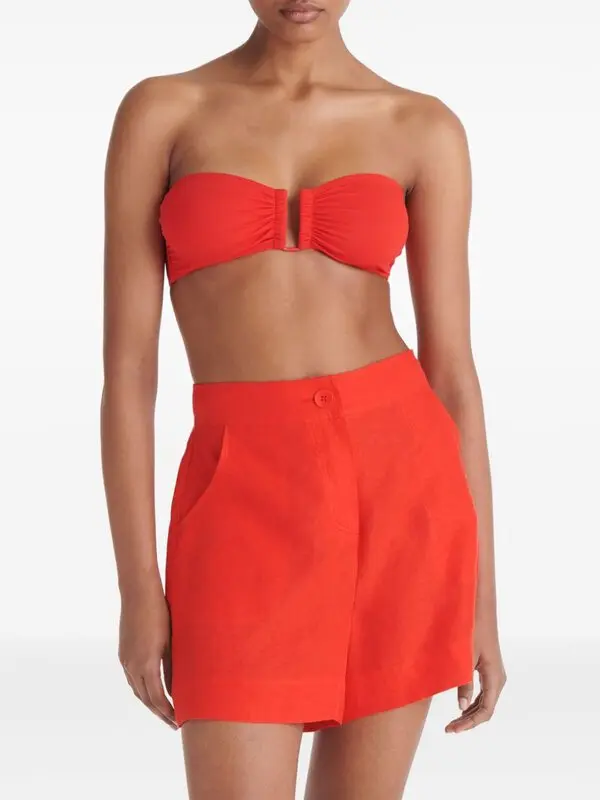 ERES High-waisted Linen Shorts - Red