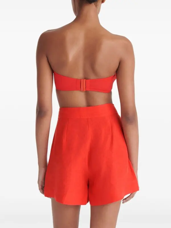 ERES High-waisted Linen Shorts - Red