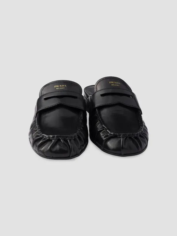 Prada Leather Mules - Black
