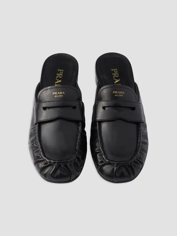 Prada Leather Mules - Black