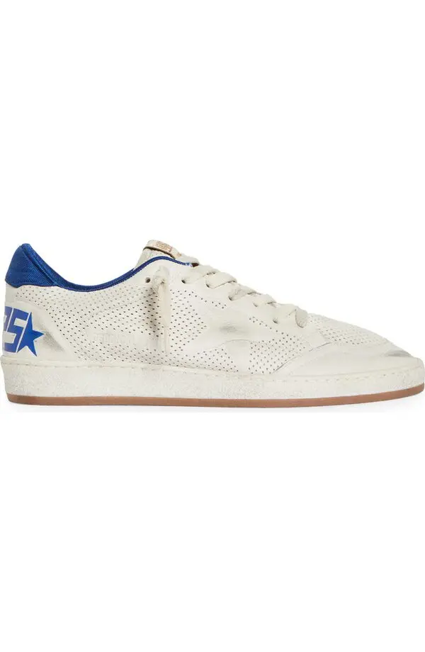 GOLDEN GOOSE Ball Star Perforated Sneakers - White/ Bluette