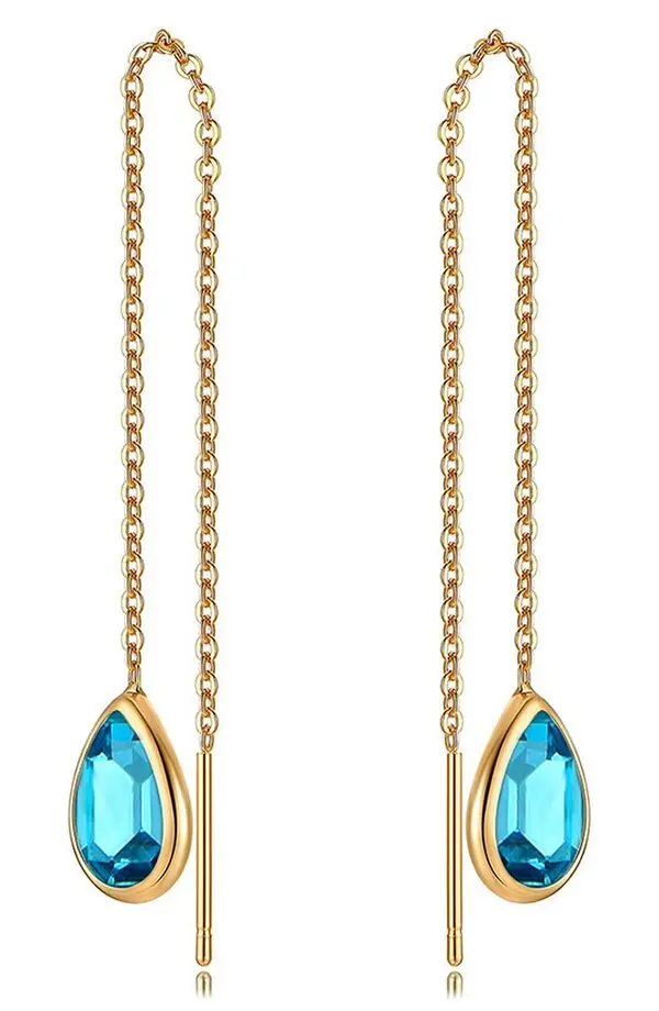 Ettika Chain-link Threader Earrings - Aqua