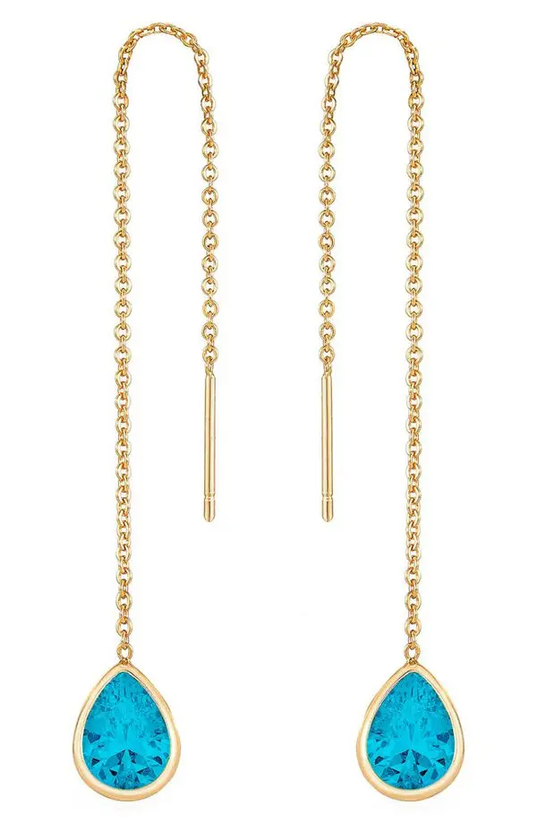 Ettika Chain-link Threader Earrings - Aqua