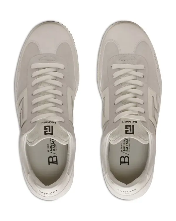 Balmain Swan Suede & Patent Leather Sneaker - White