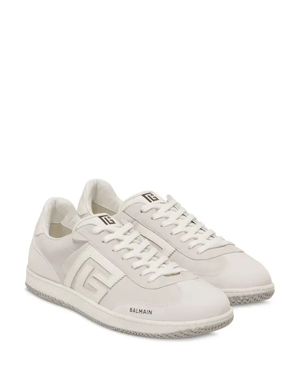 Balmain Swan Suede & Patent Leather Sneaker - White
