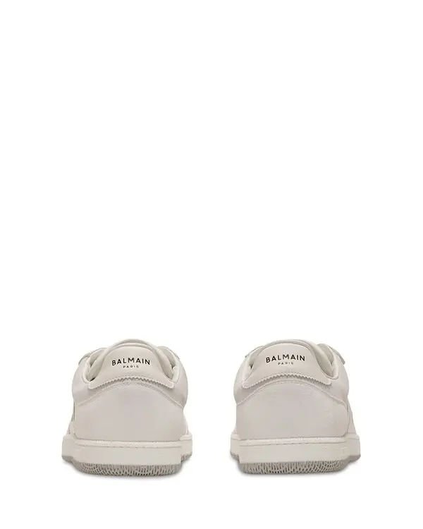 Balmain Swan Suede & Patent Leather Sneaker - White