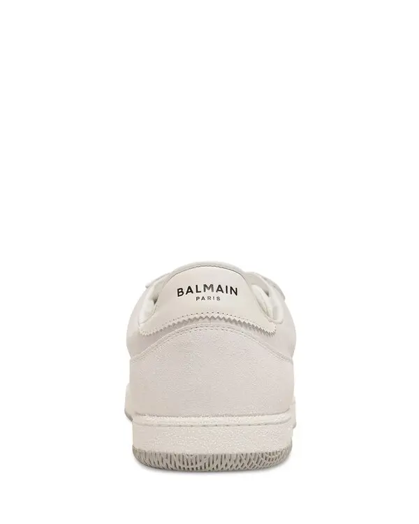 Balmain Swan Suede & Patent Leather Sneaker - White