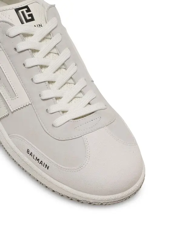 Balmain Swan Suede & Patent Leather Sneaker - White