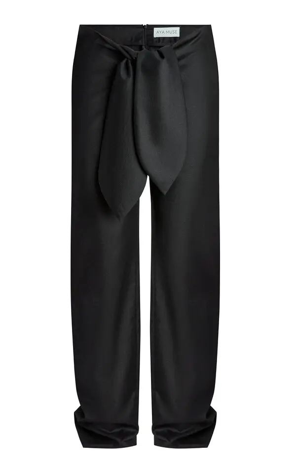 AYA MUSE Tie-detailed Straight-leg Trousers