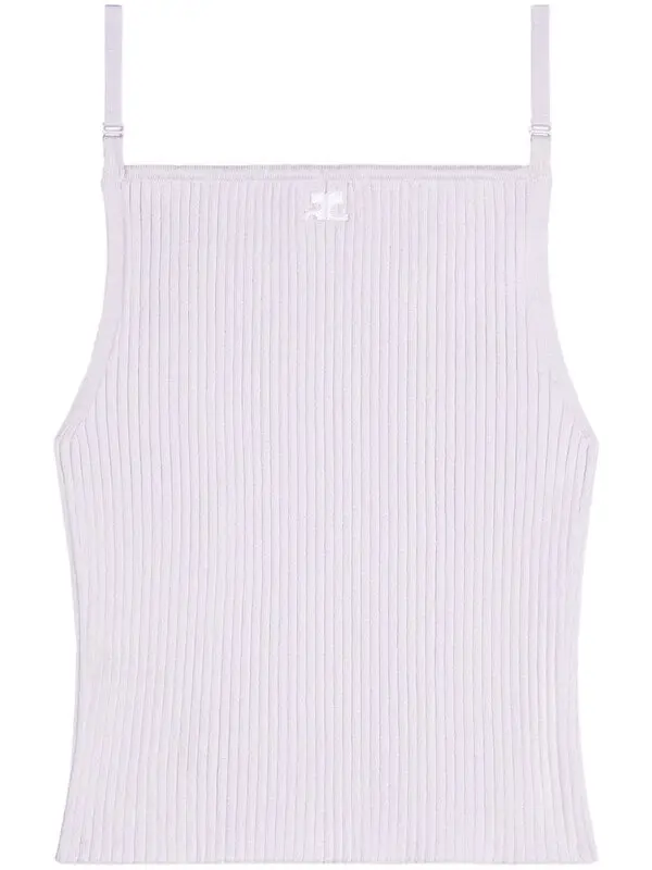 COURREGES Logo-embroidered Ribbed Tank Top