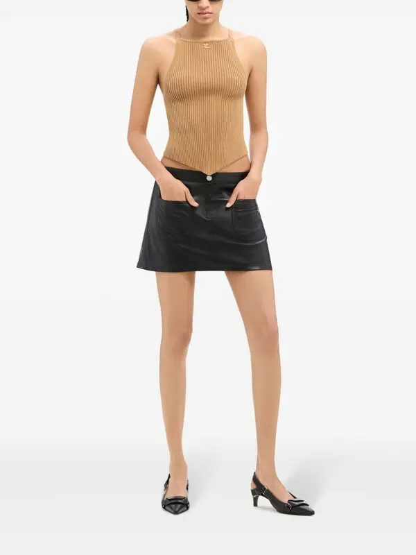COURREGES Pointy Rib-knit Tank Top - Neutrals
