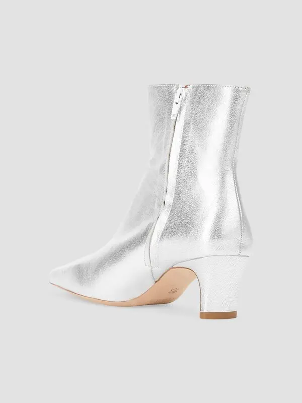 Staud Wally 55mm Metallic Leather Ankle Boots