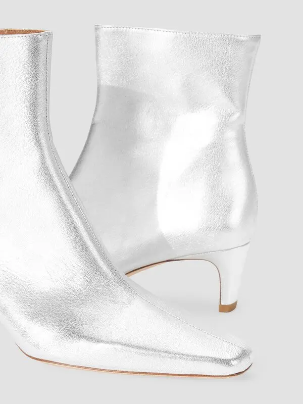 Staud Wally 55mm Metallic Leather Ankle Boots