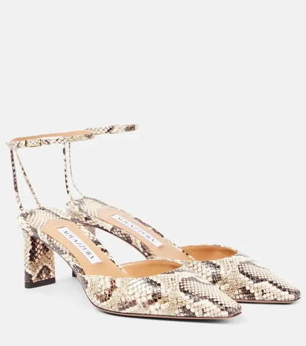 AQUAZZURA Blade 65 Snake-effect Leather Pumps - Multicoloured
