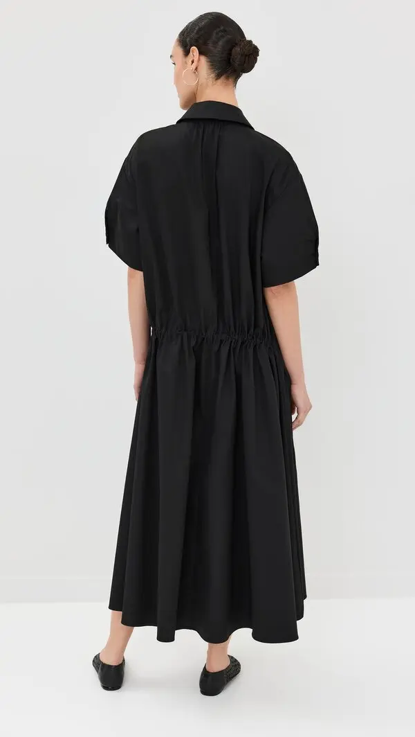 gathered waist shirt dress Rosie Assoulin Women's Gathered Ruffle Shirt Dress, Blue/Green Stripe, Cotton | Size: 2