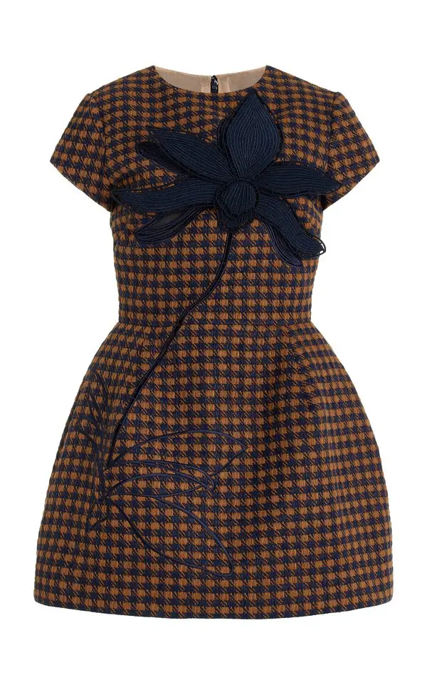 oscar de la renta embroidered tweed mini dress Oscar De La Renta Embroidered Tweed Mini Dress In Plaid - 70% Off