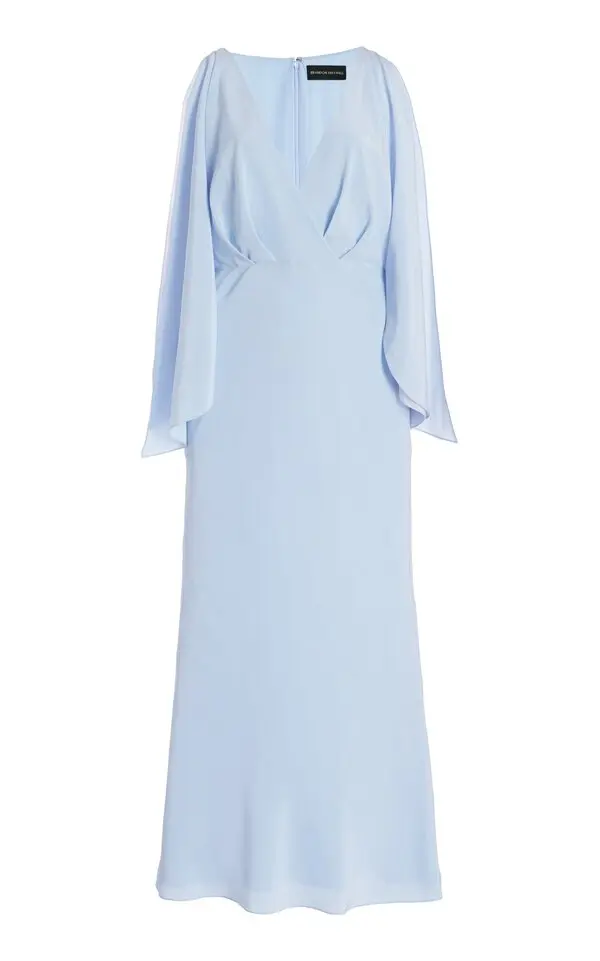 Brandon Maxwell Camille Silk Crepe De Chine Maxi Dress - Blue