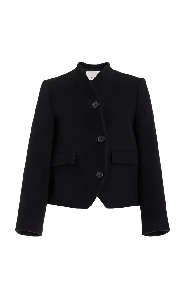 HOUSE OF DAGMAR Curved Wool-blend Jacket - Black
