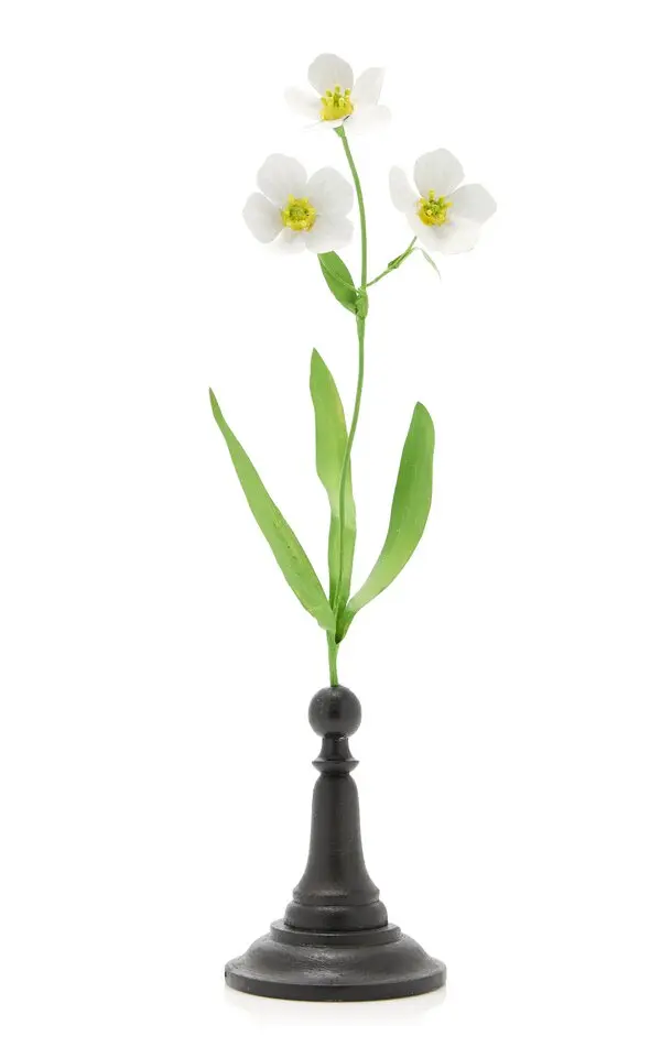 Erbavoglio Milano Handcrafted Metal Triple White Ranunculus Sculpture