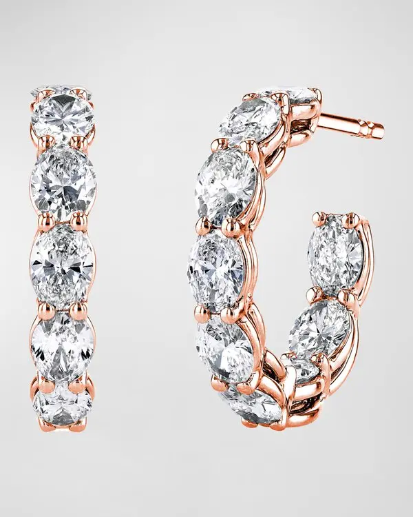 Neiman Marcus 18k Gold 3.6 Tcw Diamond Hoop Earrings - Rose Gold