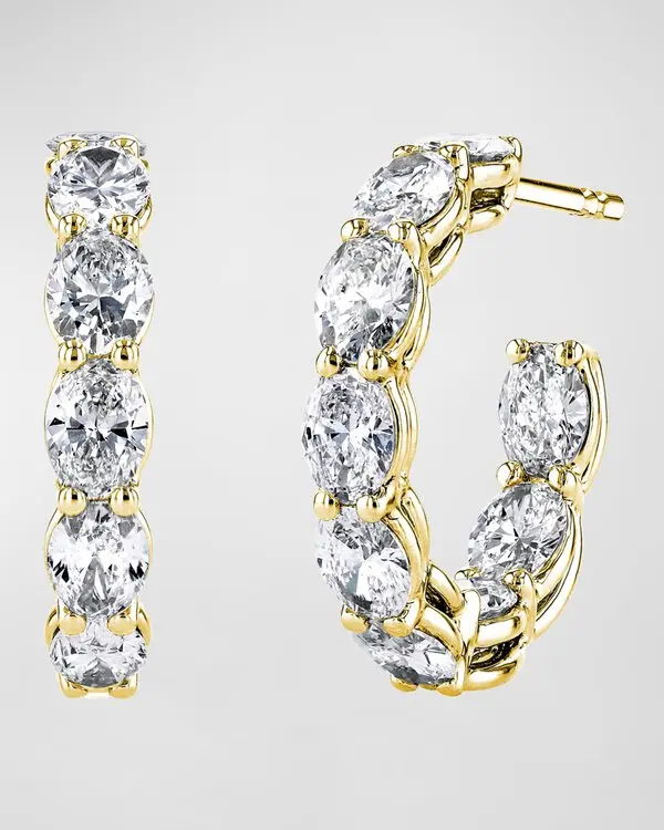 Neiman Marcus 18k Gold 3.6 Tcw Diamond Hoop Earrings - Yellow Gold