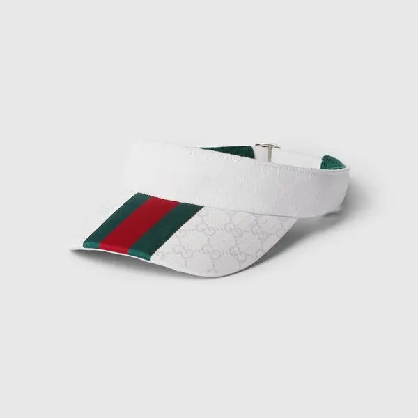 Gucci Gg Canvas Visor With Web - White