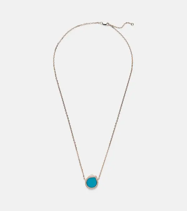 REPOSSI Antifer 18kt Rose Pendant Necklace With Turquoise And Diamonds - Gold