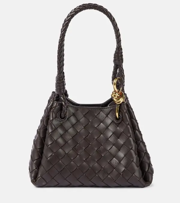 Bottega Veneta Small Intrecciato Leather Shoulder Bag - Brown
