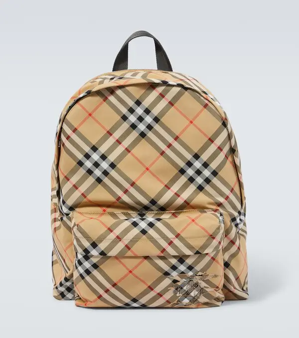 Burberry Check Backpack - Brown