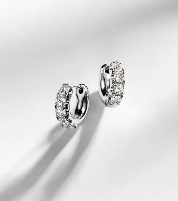 ROXANNE FIRST 14kt White Gold And Diamond Hoop Earrings - Silver