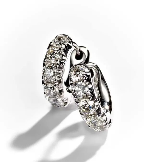 ROXANNE FIRST 14kt White Gold And Diamond Hoop Earrings - Silver