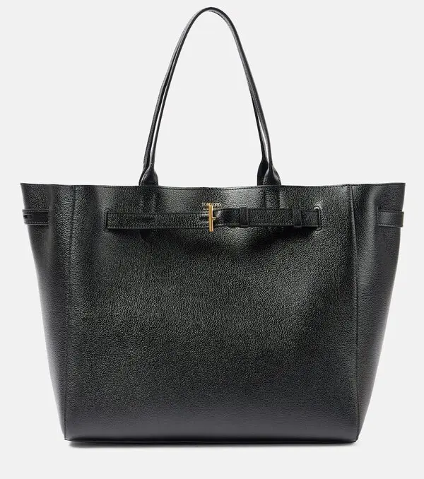 TOM FORD Tara Large Grained Leather Tote Bag - Black