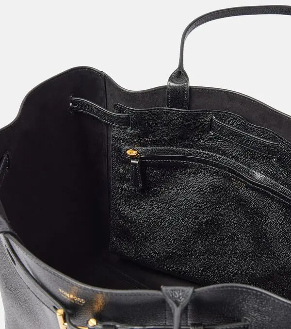 TOM FORD Tara Large Grained Leather Tote Bag - Black