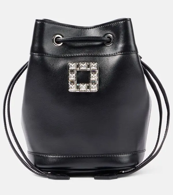 ROGER VIVIER Tres Vivier Leather Bucket Bag - Black