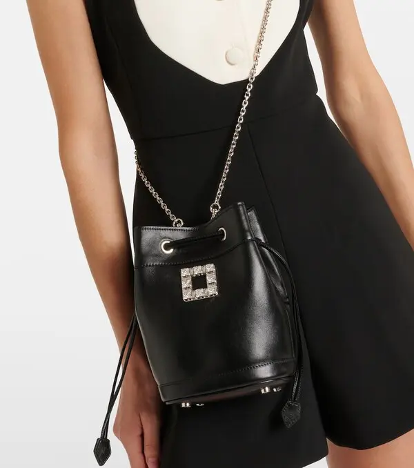 ROGER VIVIER Tres Vivier Leather Bucket Bag
