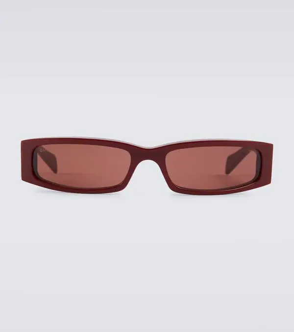 Gucci Logo Rectangular Sunglasses - Burgundy