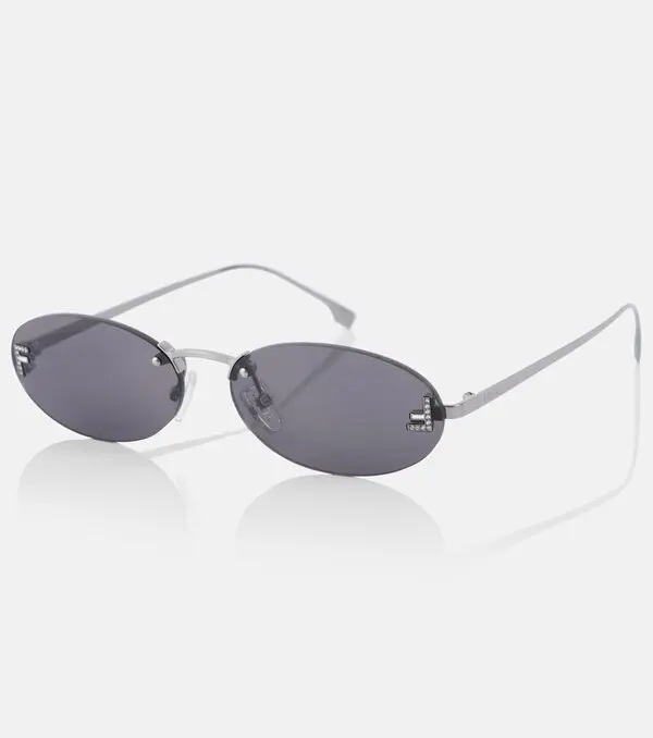 Fendi First Crystal Oval Sunglasses - Black