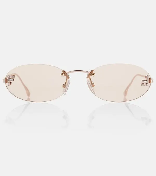 Fendi First Crystal Oval Sunglasses - Blue
