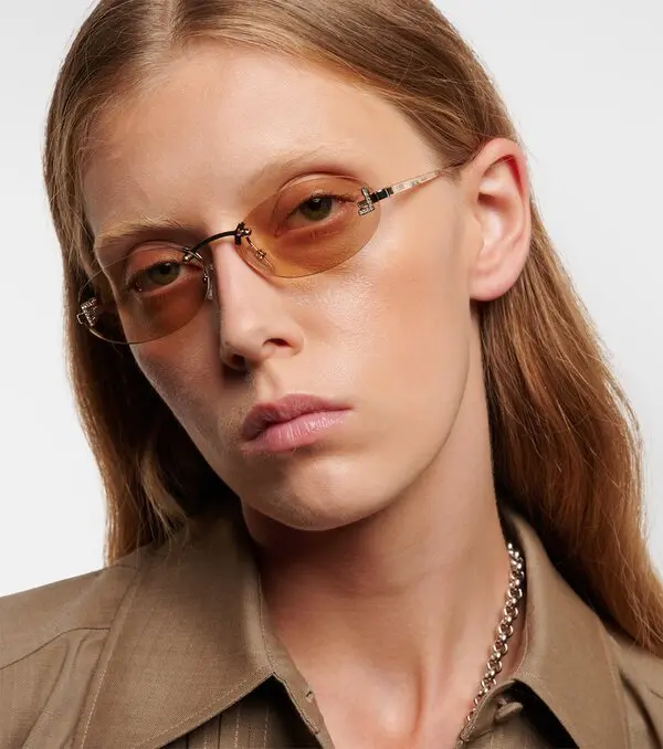 Fendi First Crystal Oval Sunglasses - Blue