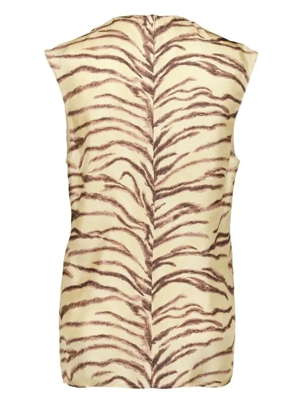 Stella McCartney Tiger-print Silk Top - Neutrals