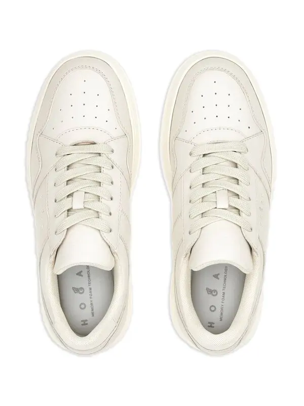 Hogan H670 Flatform Leather Sneakers - Neutrals