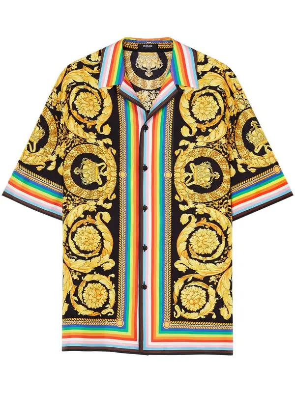 Farfetch Versace Silk Barocco Men's Shirt Versace Pride
