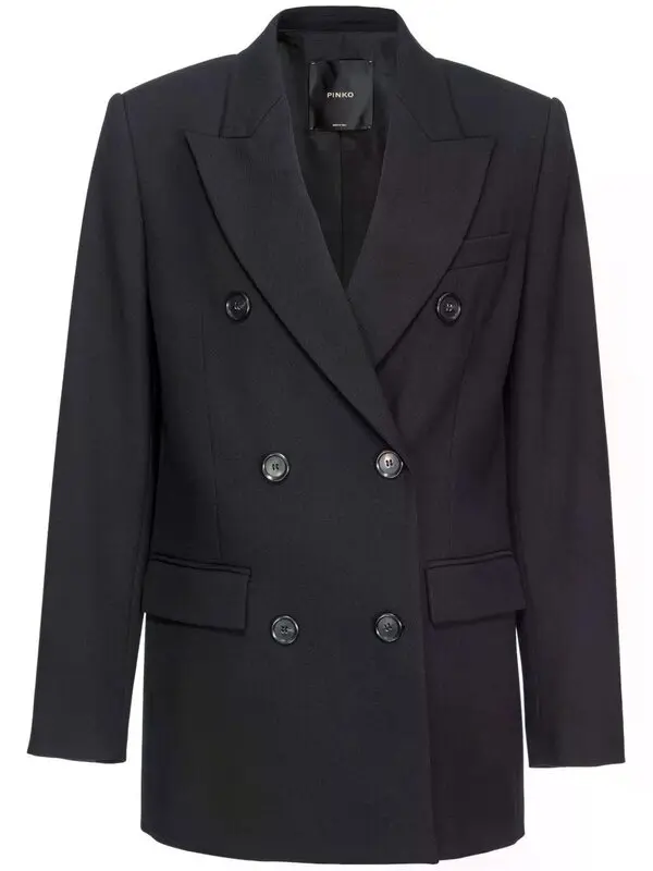Pinko Double-breasted Twill Blazer - Blue