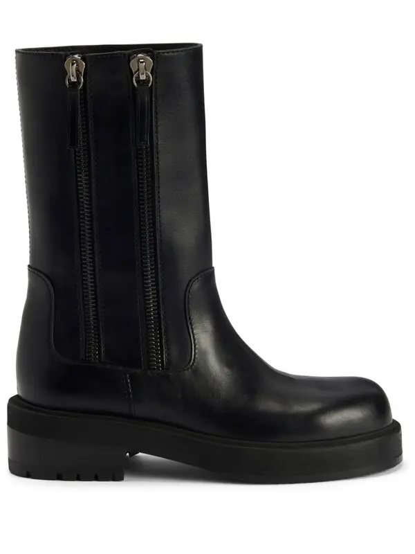GIUSEPPE ZANOTTI Foustine Leather Ankle Boots - Black