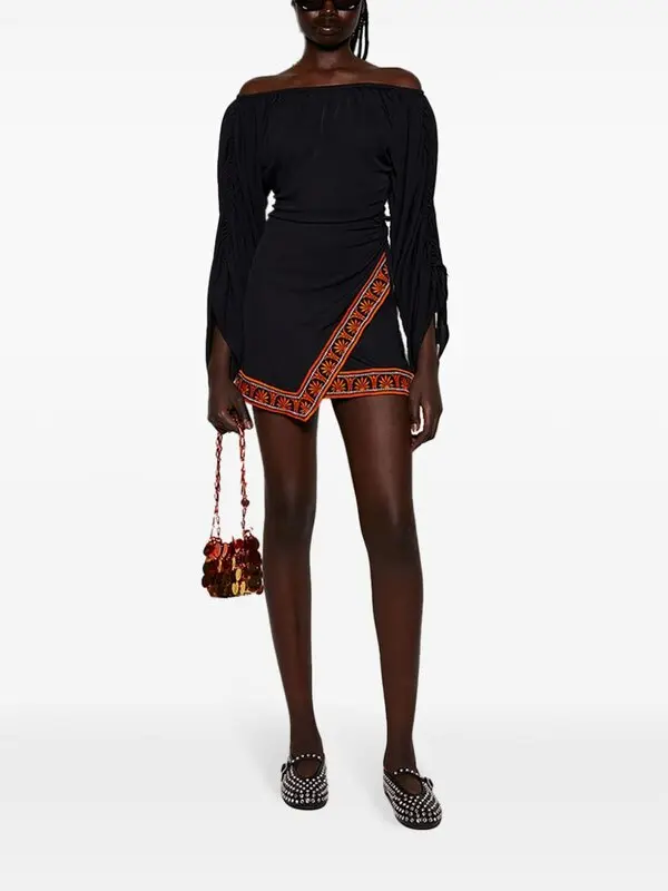 Rabanne Contrast Trimming Off-the-shoulder Minidress - Black